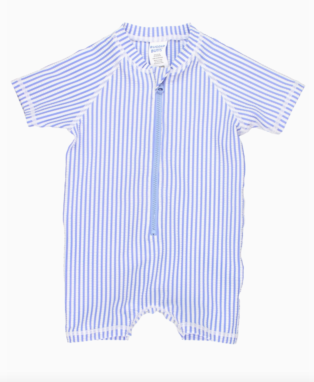 Ruggedbutts Periwinkle Blue Seersucker Short Sleeve Rash Guard | Laurel & Jack