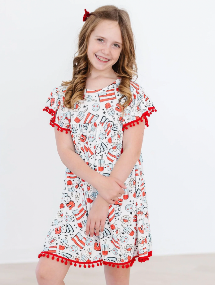 Mila & Rose Star Spangled Cutie Pom Pom Dress | Laurel & Jack